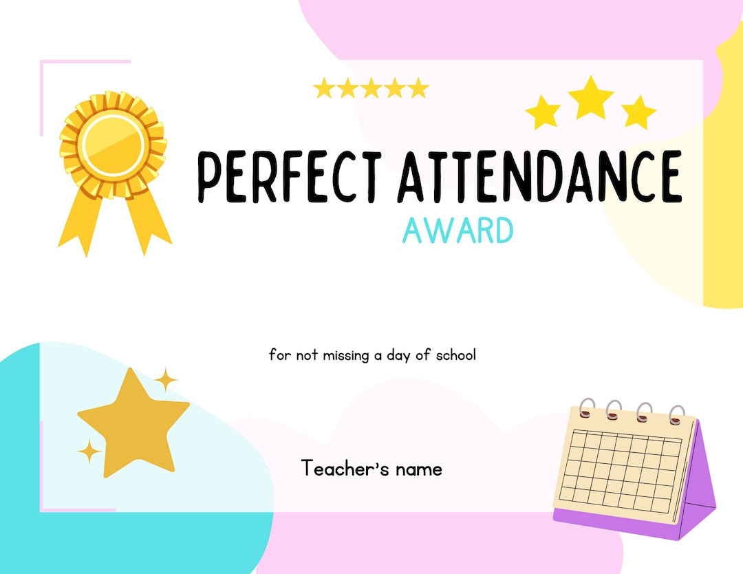 Perfect Attendance Award - Etsy