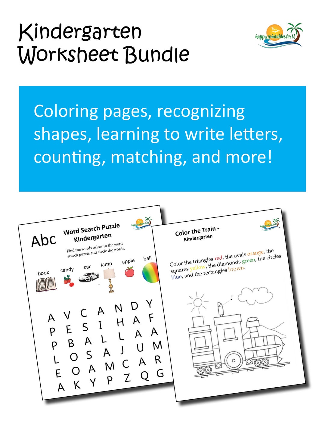 Kindergarten Worksheet Bundle - Etsy