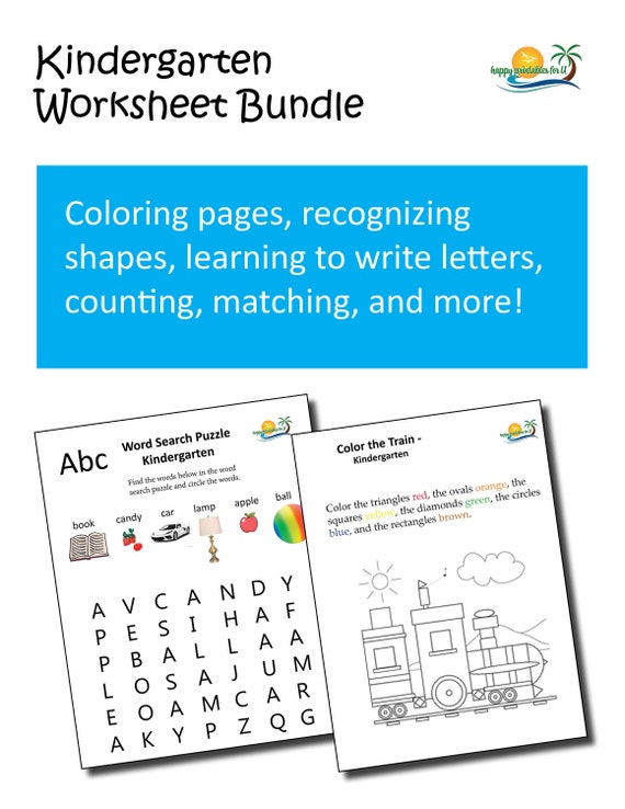 Kindergarten Worksheet Bundle - Etsy