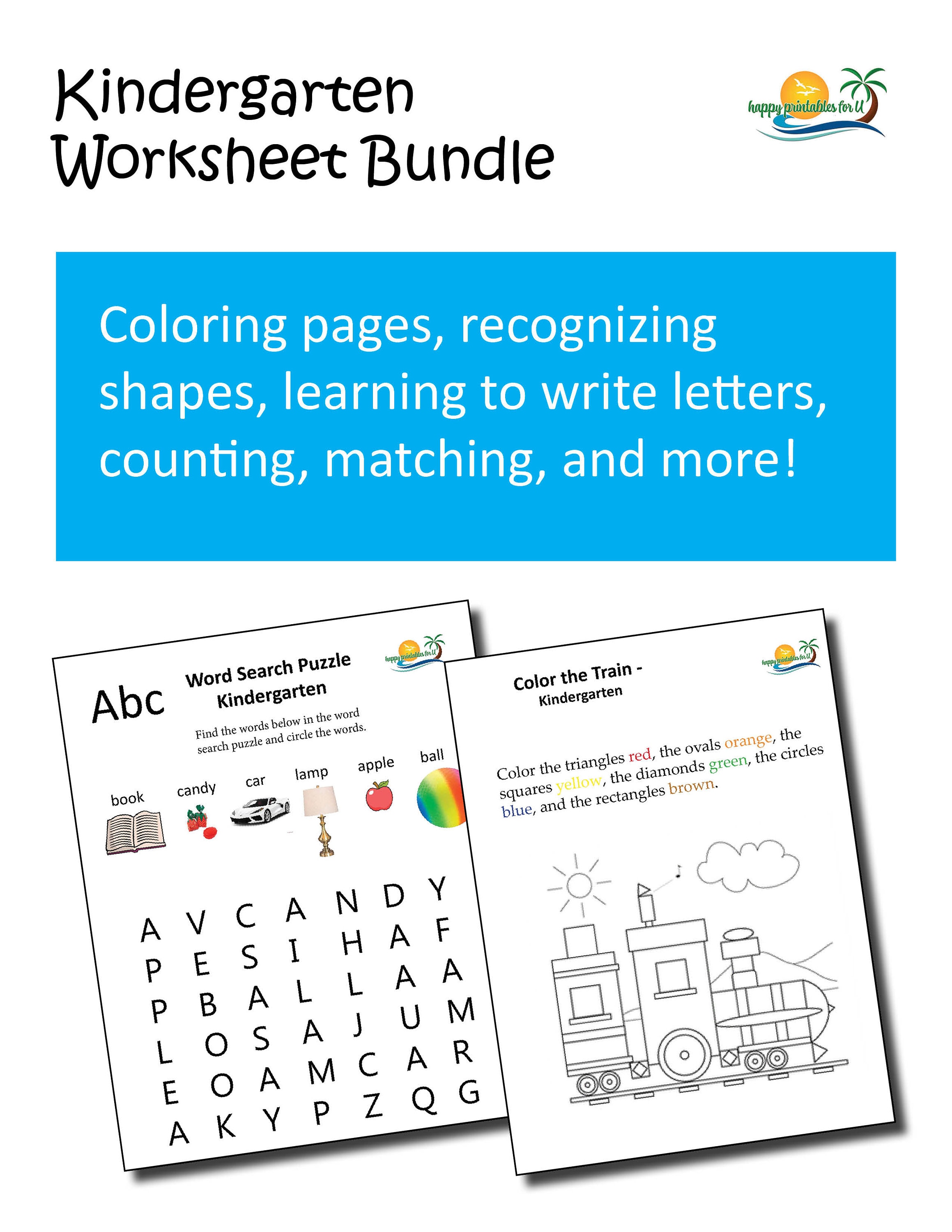 Kindergarten Worksheet Bundle - Etsy