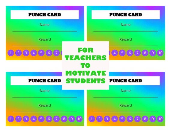 Punch Cards for School - Etsy