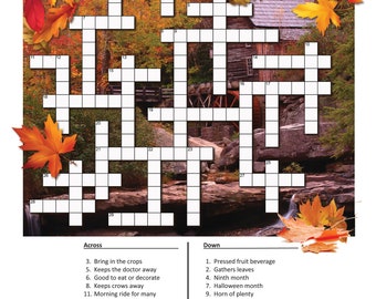 Fall Fill-in Crossword Puzzle - Etsy