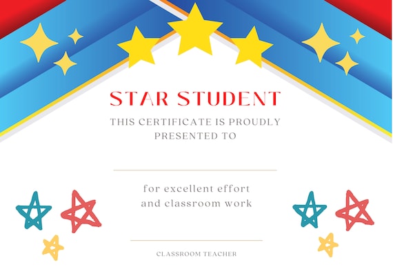 Star Student Award Printable