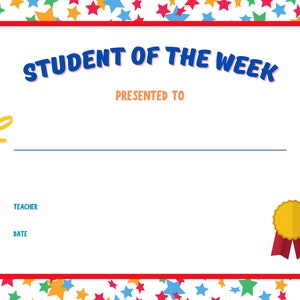 Student of the Week Certificate - Etsy