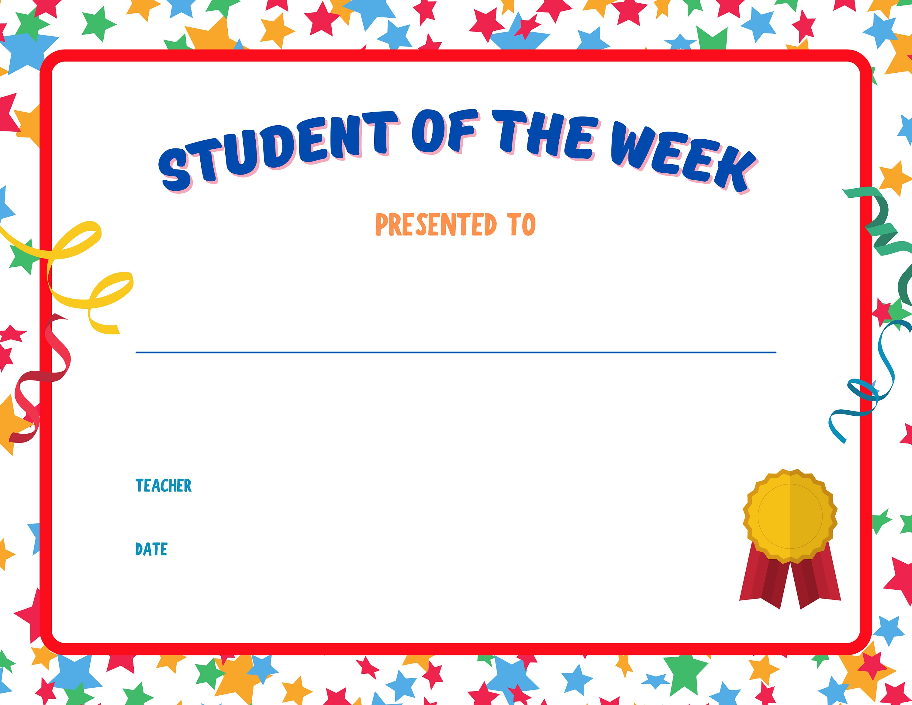 Student Of The Week Certificate Template Student Of The Week Certificate Template