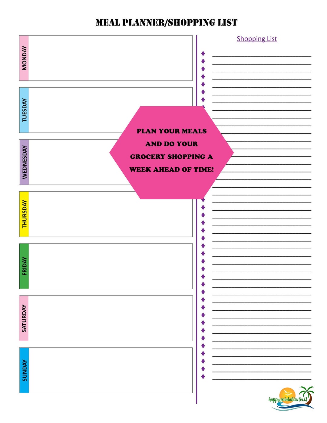 Meal Planner and Grocery List - Etsy