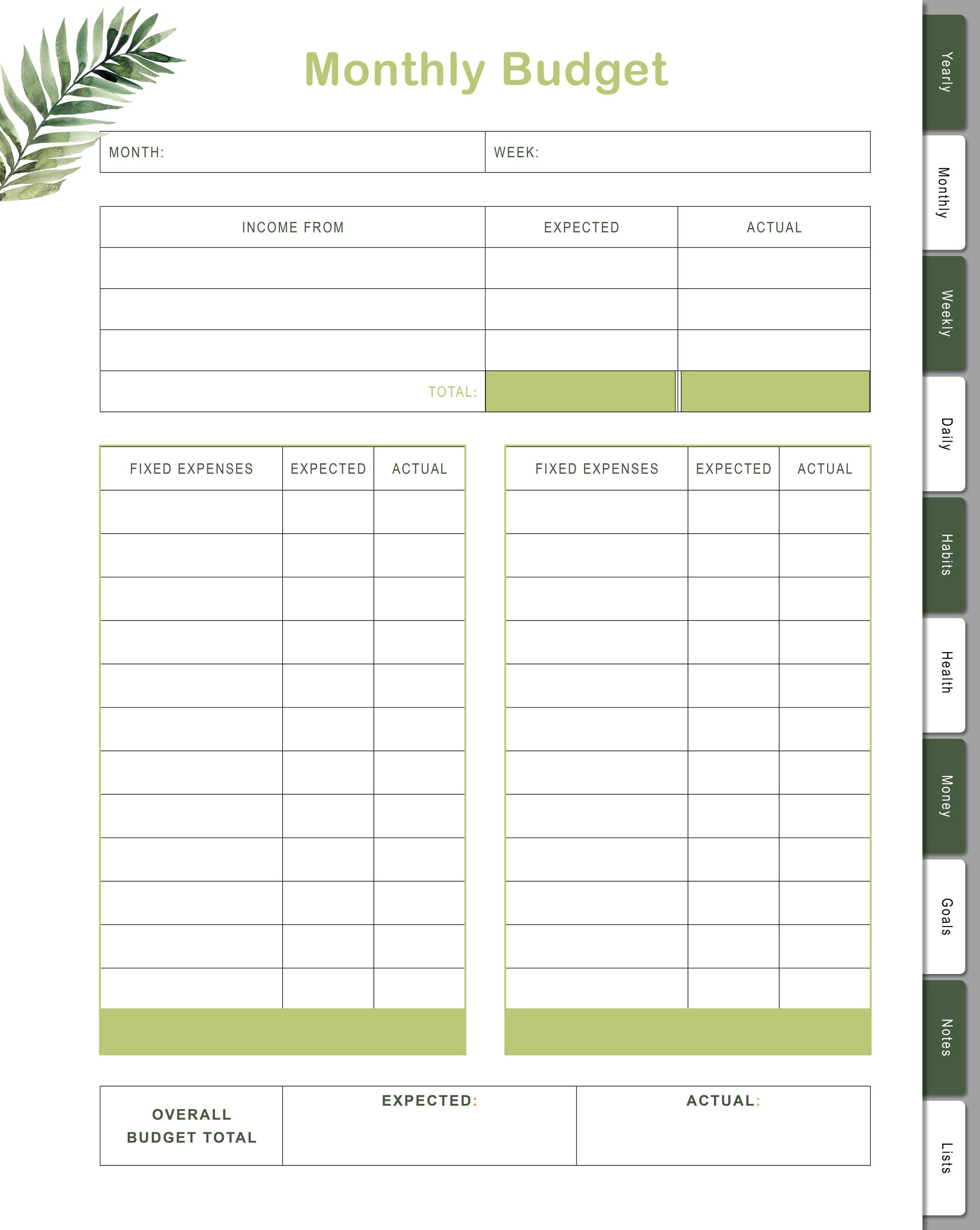 Undated Digital Greenery Planner - Etsy