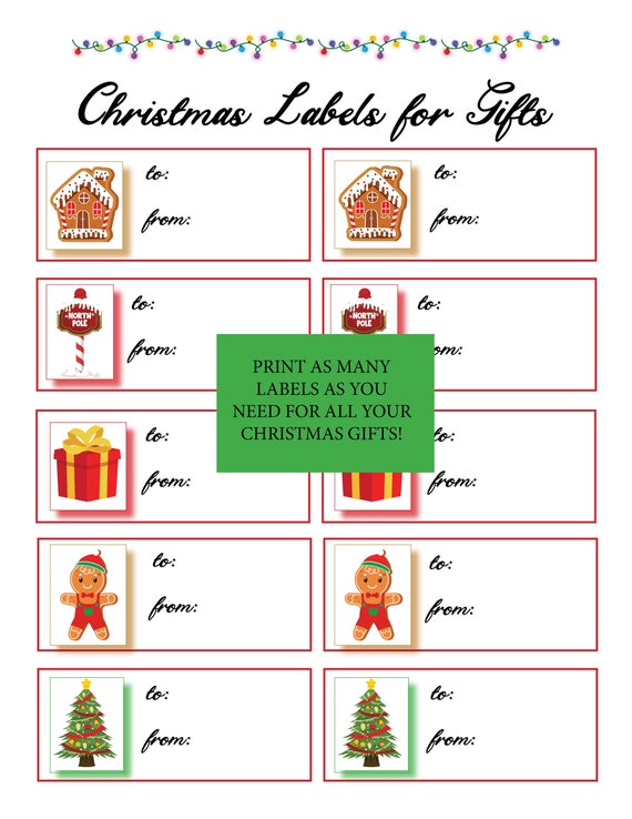 Printable Christmas To/from Labels - Etsy