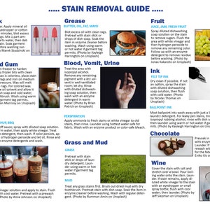 Stain Remover Chart - Etsy