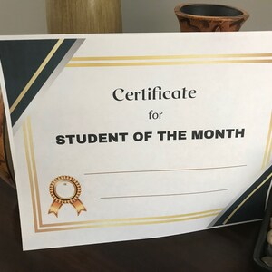 Student of the Month Certificate - Etsy