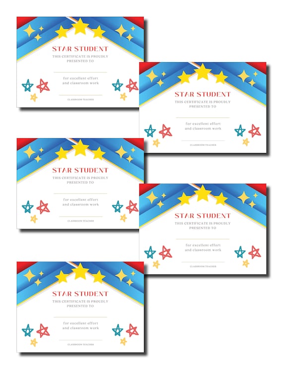 Star Student Certificate Print Out
