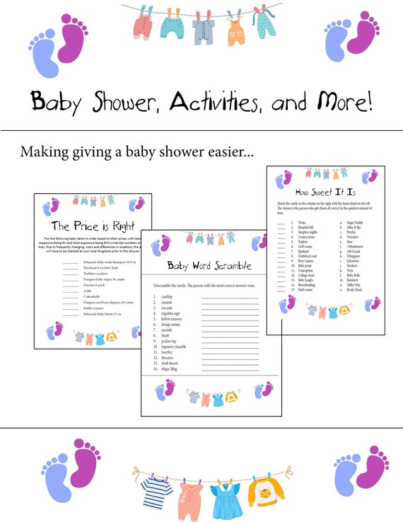 Baby Shower Bundle Activities and More | Etsy