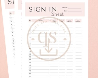 Editable Appointment Sign in Sheet for Medical Doctor's Office ...