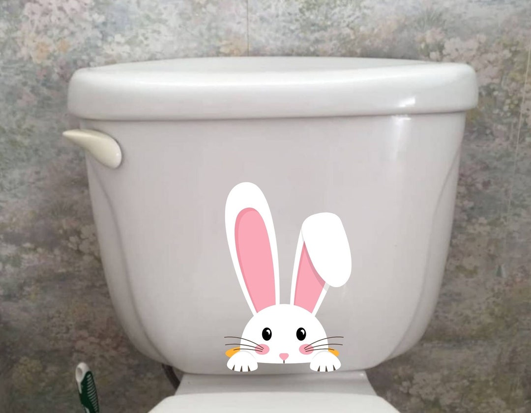 Easter Bunny Toilet Decal, Easter Bunny Ears, Peeking Pink Bunny ...