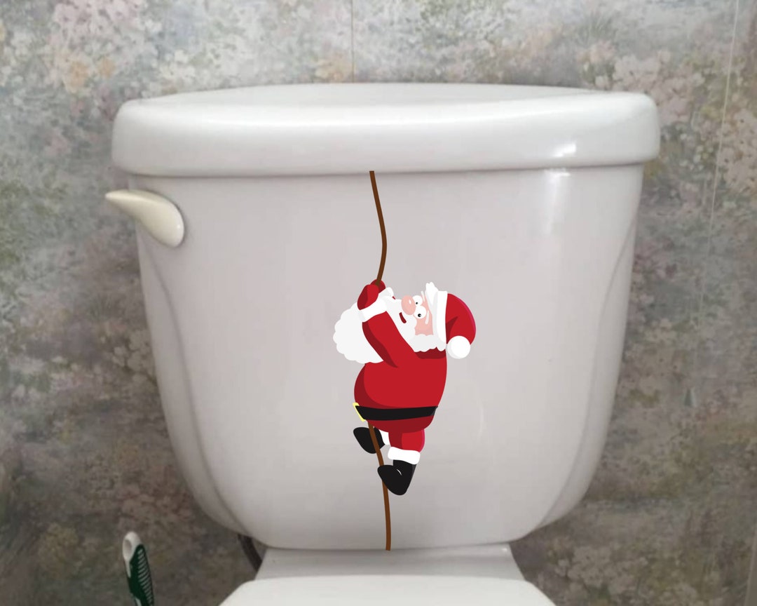 Christmas Toilet Decal, Christmas Vinyl Decal, Bathroom Decal, Climbing ...