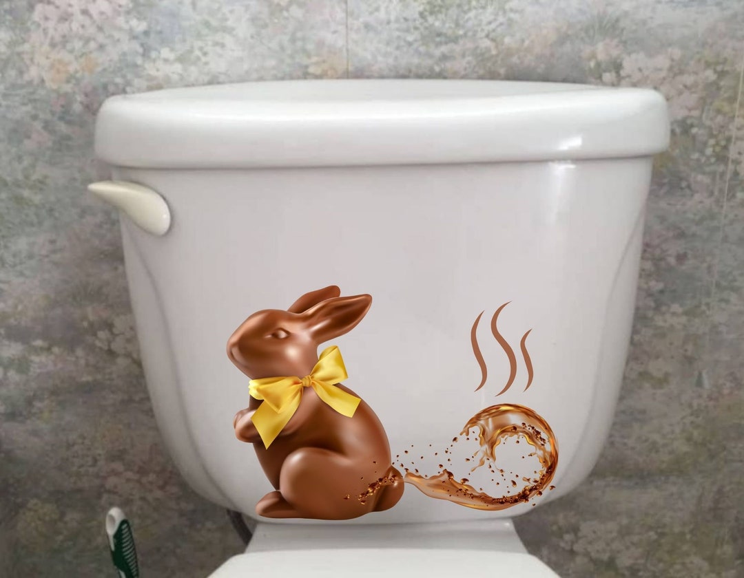 Chocolate Rabbit Toilet Decal, Easter Party Toilet Decal, Funny Easter ...