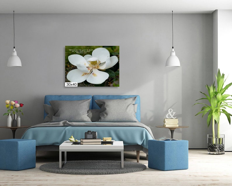 White Magnolia Flower Blessed Are the Pure in Heart - Etsy