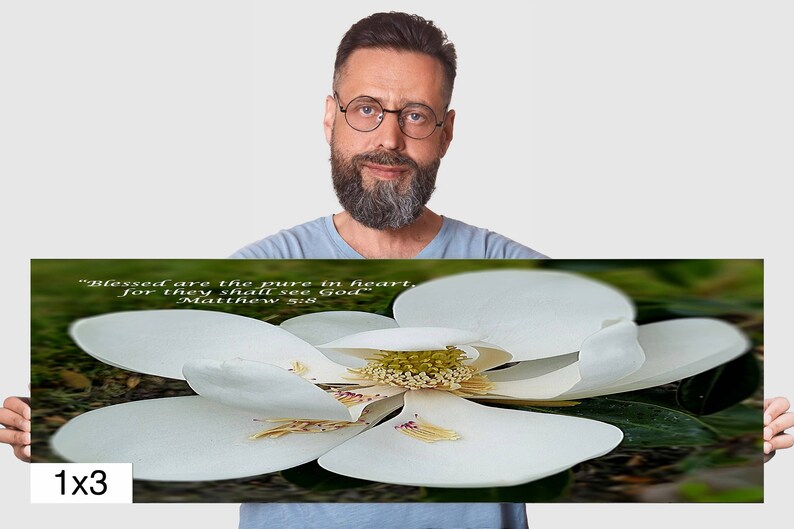 White Magnolia Flower Blessed Are the Pure in Heart - Etsy