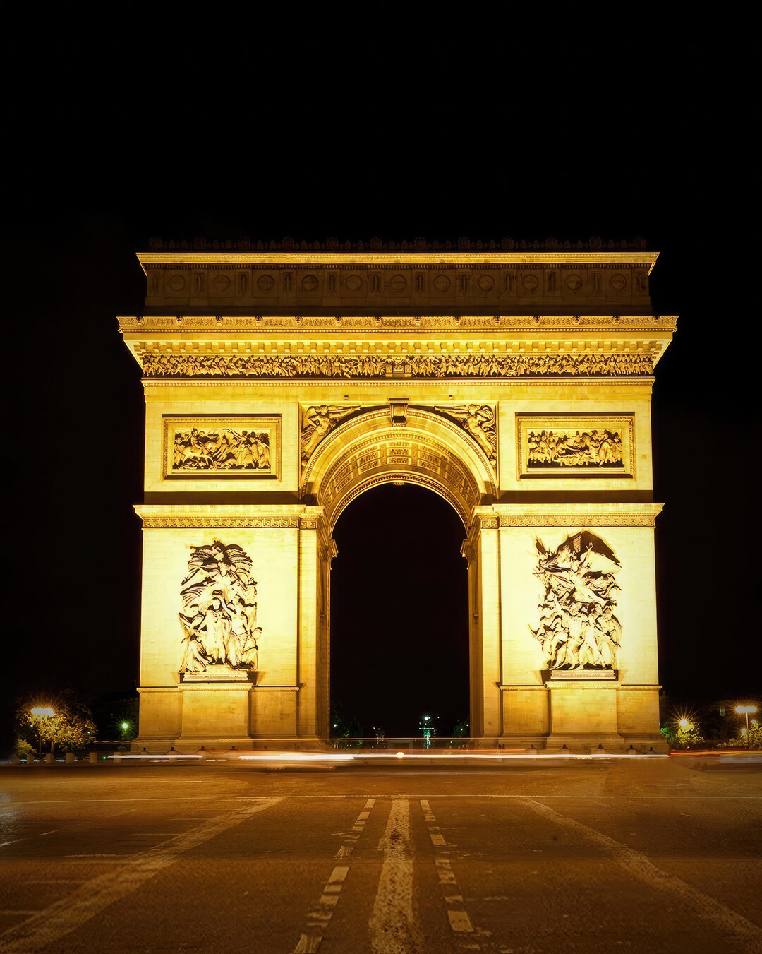 Paris L ’arc De Triomphe at Night With Golden Glow - Etsy