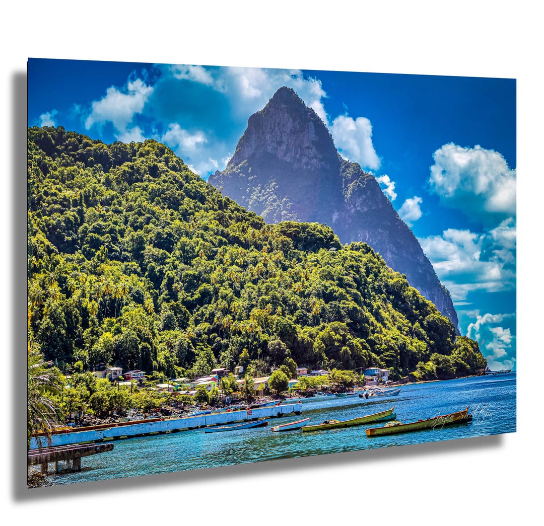 Sugar Beach Wall Art: St Lucia Pitons and Caribbean Boats - Etsy