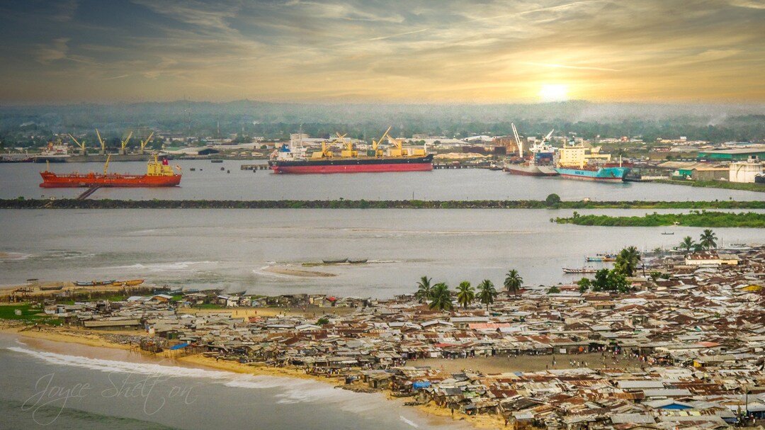 Maritime Commerce Ships Freeport Atlantic Ocean in Liberia West Africa ...