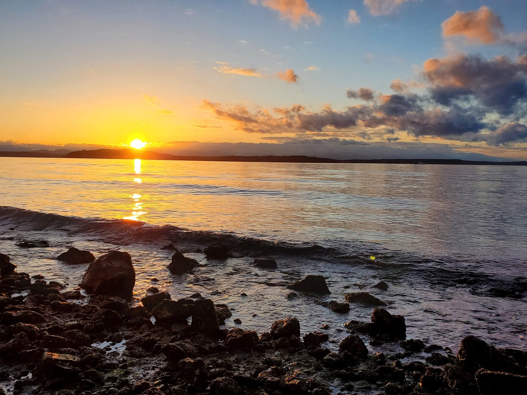 Puget Sound Sunset Photo: Pacific Northwest Seascape Art - Etsy
