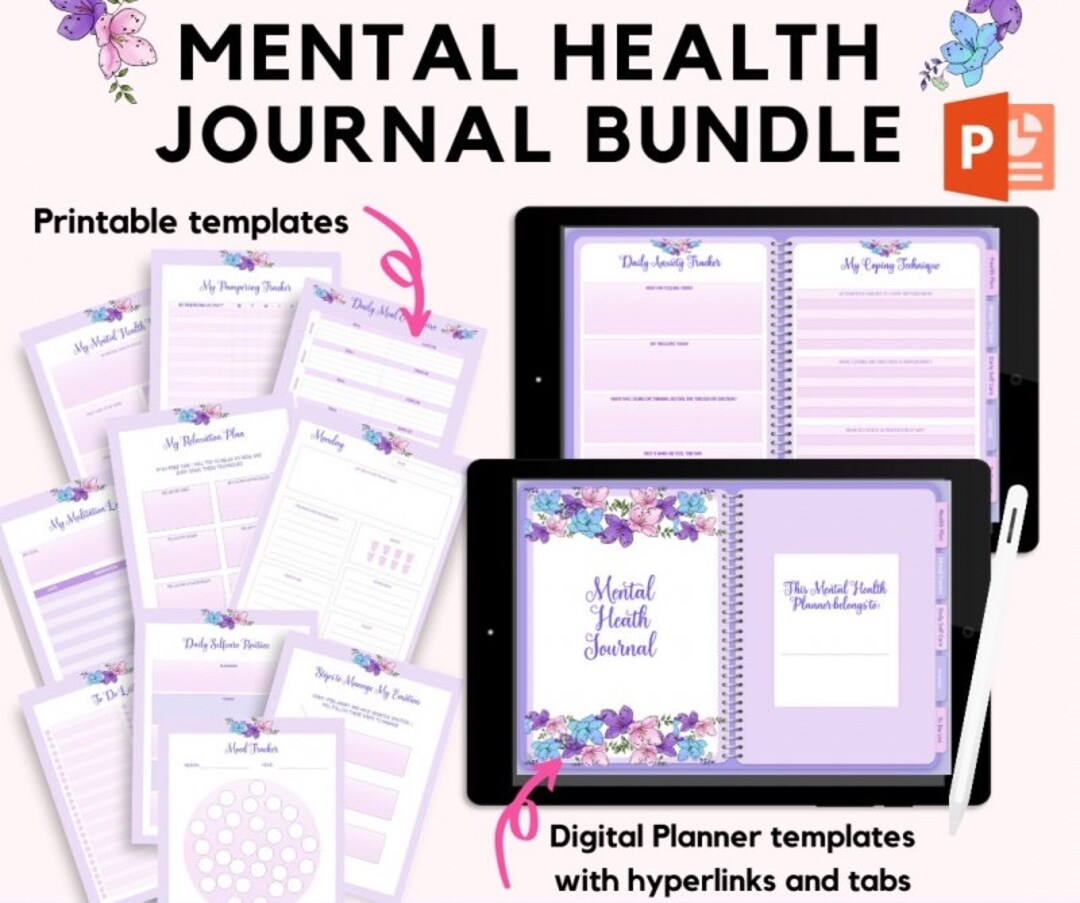 Mental Health Digital Journal With Printable Templates - Etsy