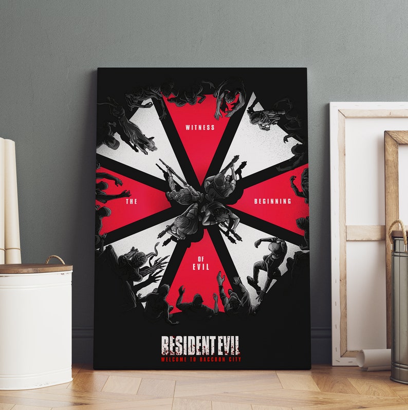 Resident Evil Poster Rolled Canvas Print Gaming Room Gift 2 - Etsy