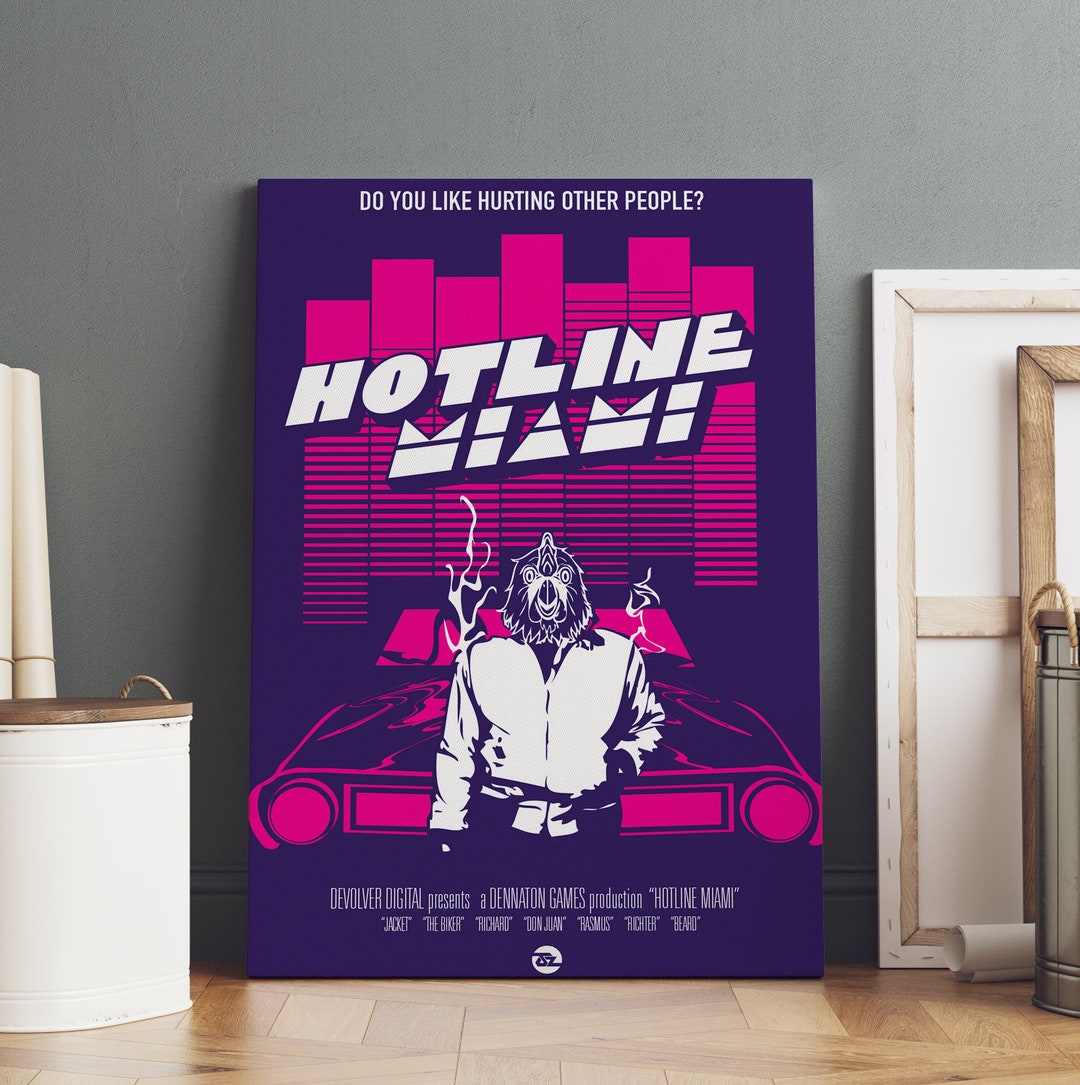 Hotline Miami Poster Rolled Canvas Print Gaming Room Gift 2 - Etsy