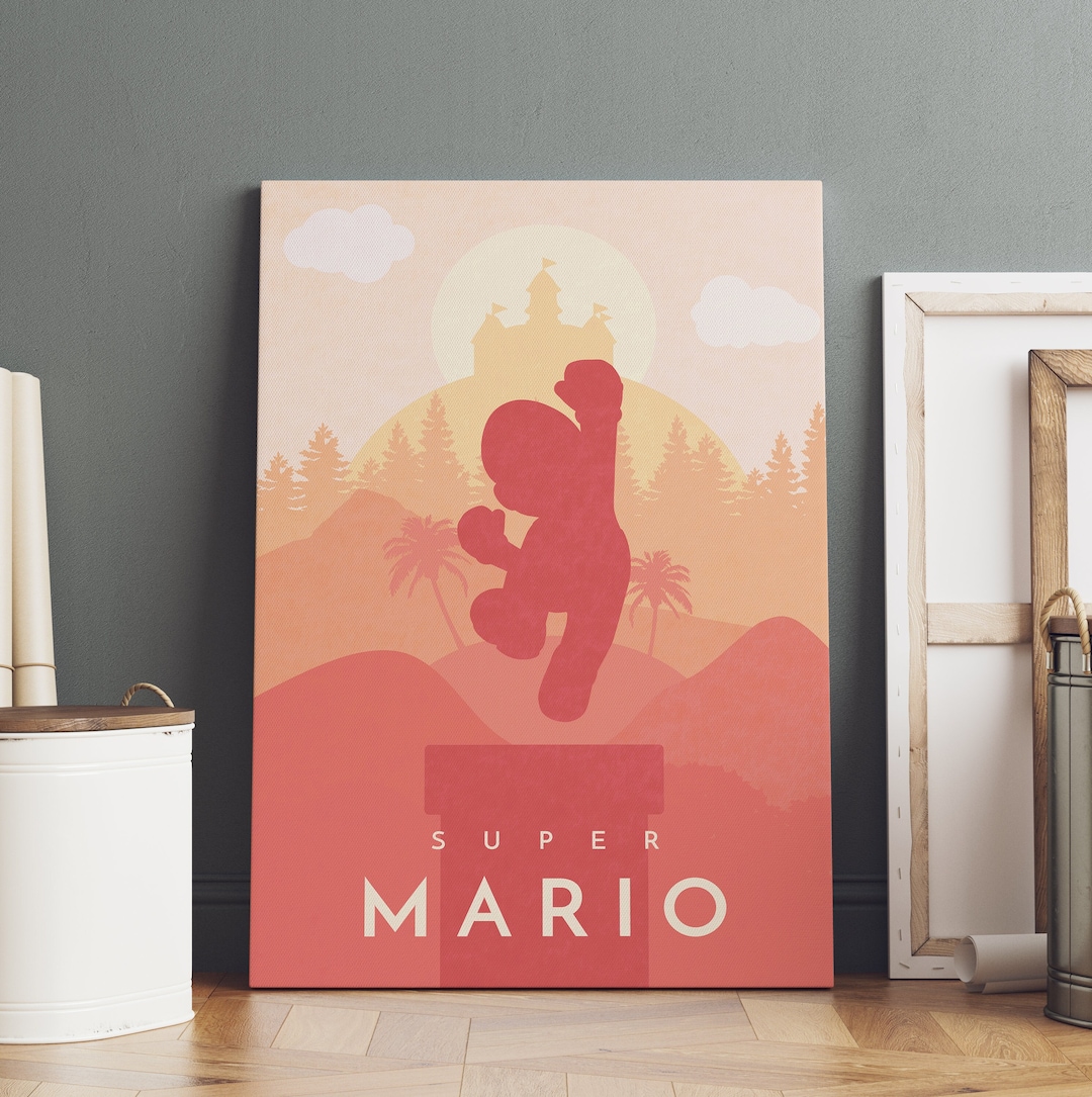 Super Mario Poster Rolled Canvas Print Gaming Room Gift 2 - Etsy