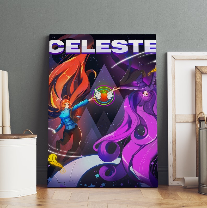 Celeste Poster Indie Gaming Art Celeste Rolled Canvas Print Gaming Room ...