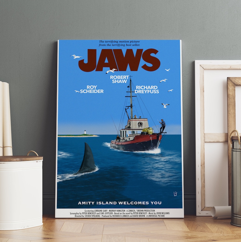 Jaws Poster Jaws Movie Canvas Rolled Canvas Print Movie Room Gift - Etsy