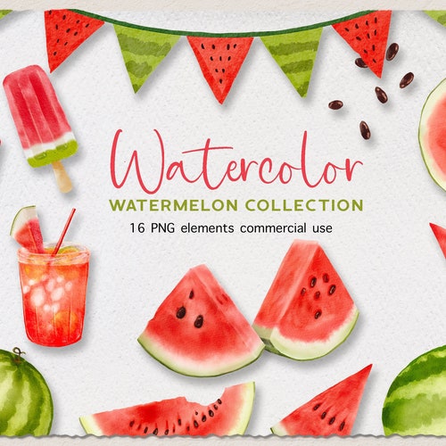 Watermelon Clipart Watercolor Clipart Fruit Clipart - Etsy Canada