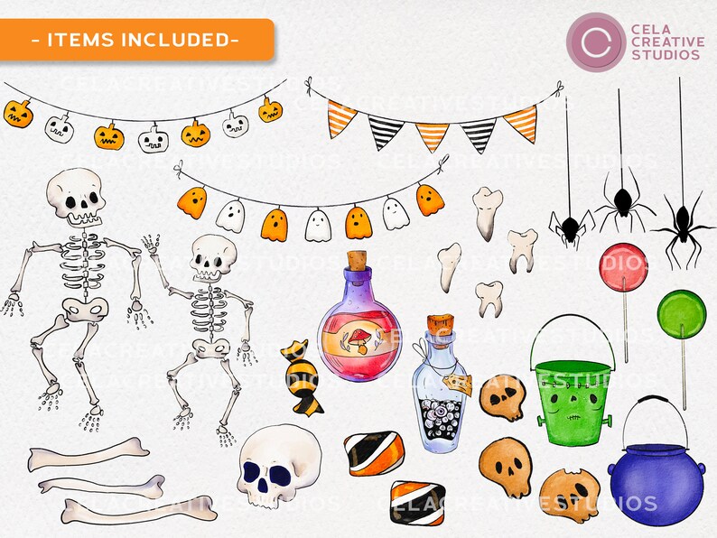 Watercolor Halloween Clipart Halloween PNG Commercial Use - Etsy