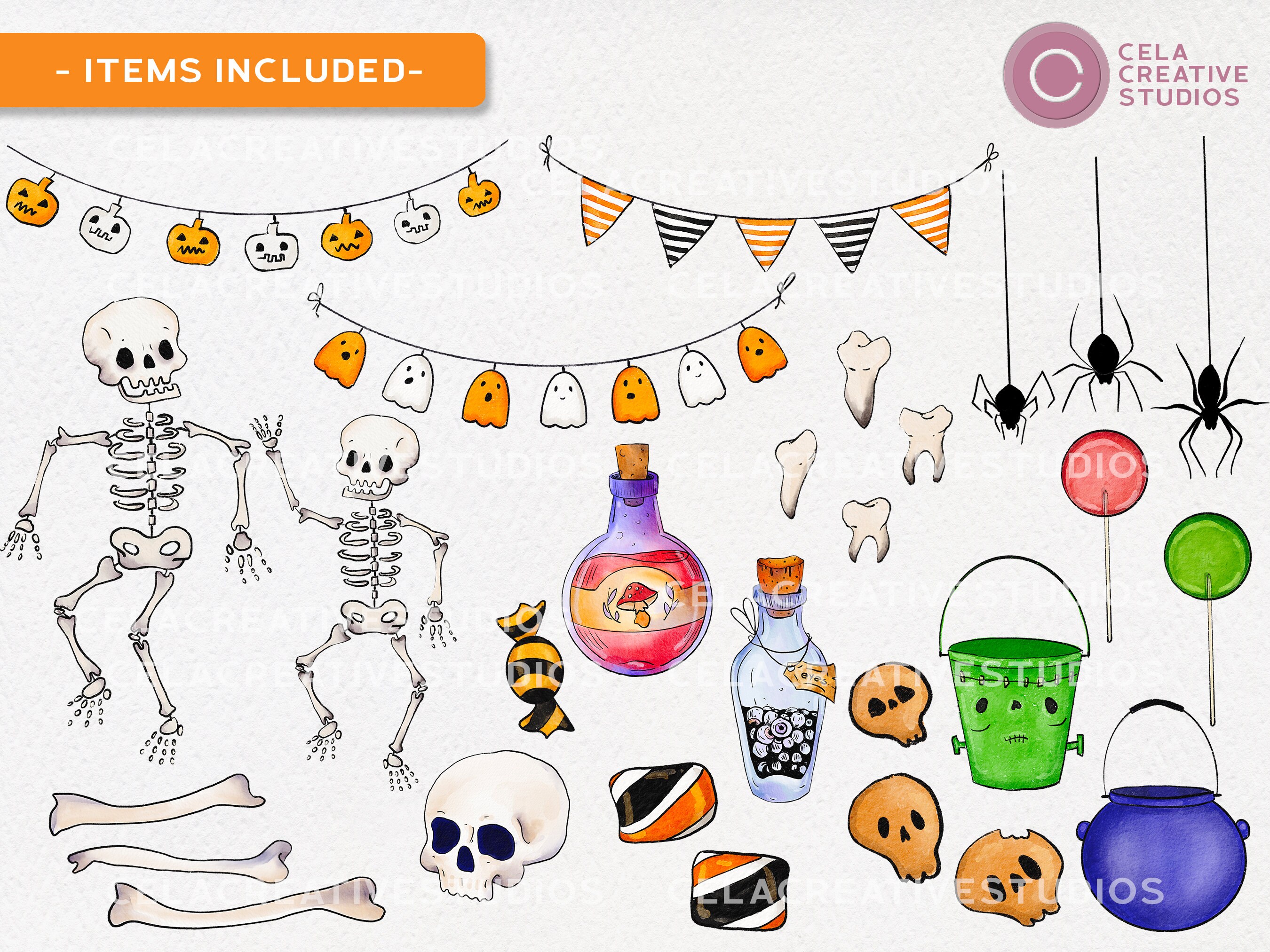 Watercolor Halloween Clipart Halloween PNG Commercial Use - Etsy
