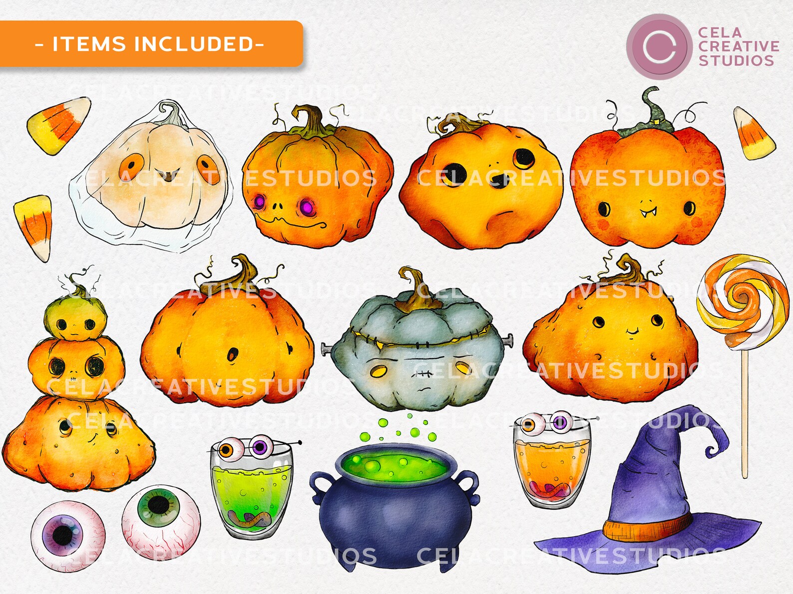 Watercolor Halloween Clipart Halloween PNG Commercial Use - Etsy