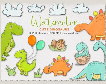 Dinosaur Clipart PNG, Watercolor Dinosaur Clipart, T Rex Dinosaur ...