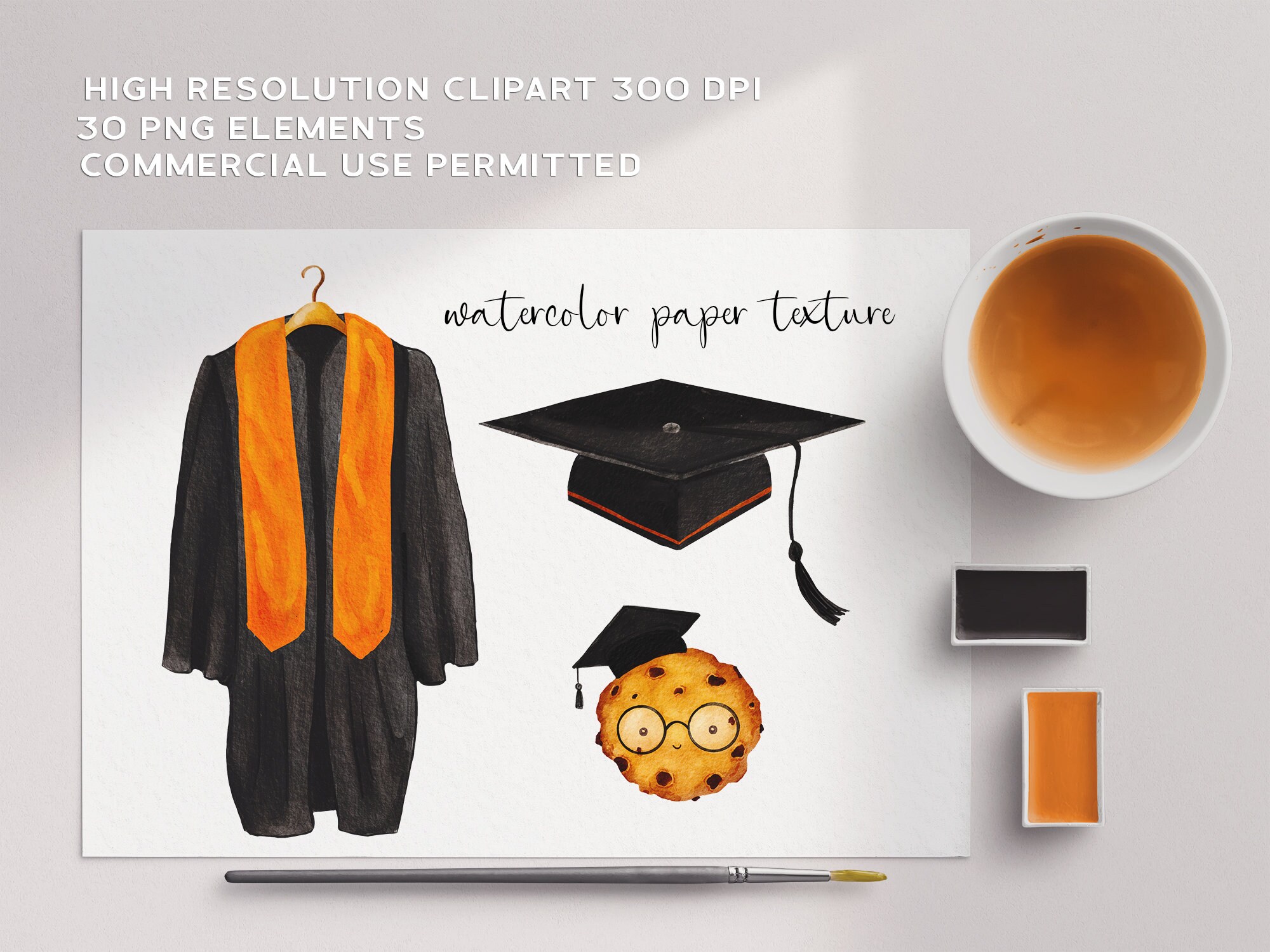 Graduation Clipart, Watercolor Clipart, School Clipart, Graduation PNG ...