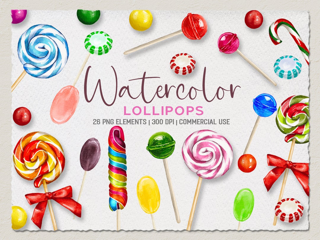 Candy Clipart PNG, Lollipop Clipart, Watercolor Clipart, Christmas ...