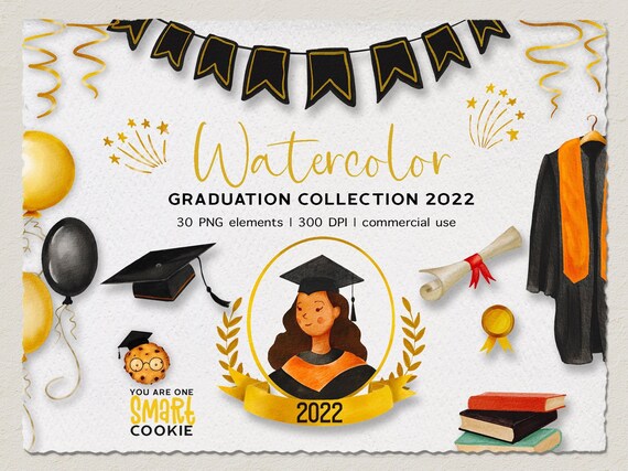 Graduation Clipart Watercolor Clipart School Clipart - Etsy