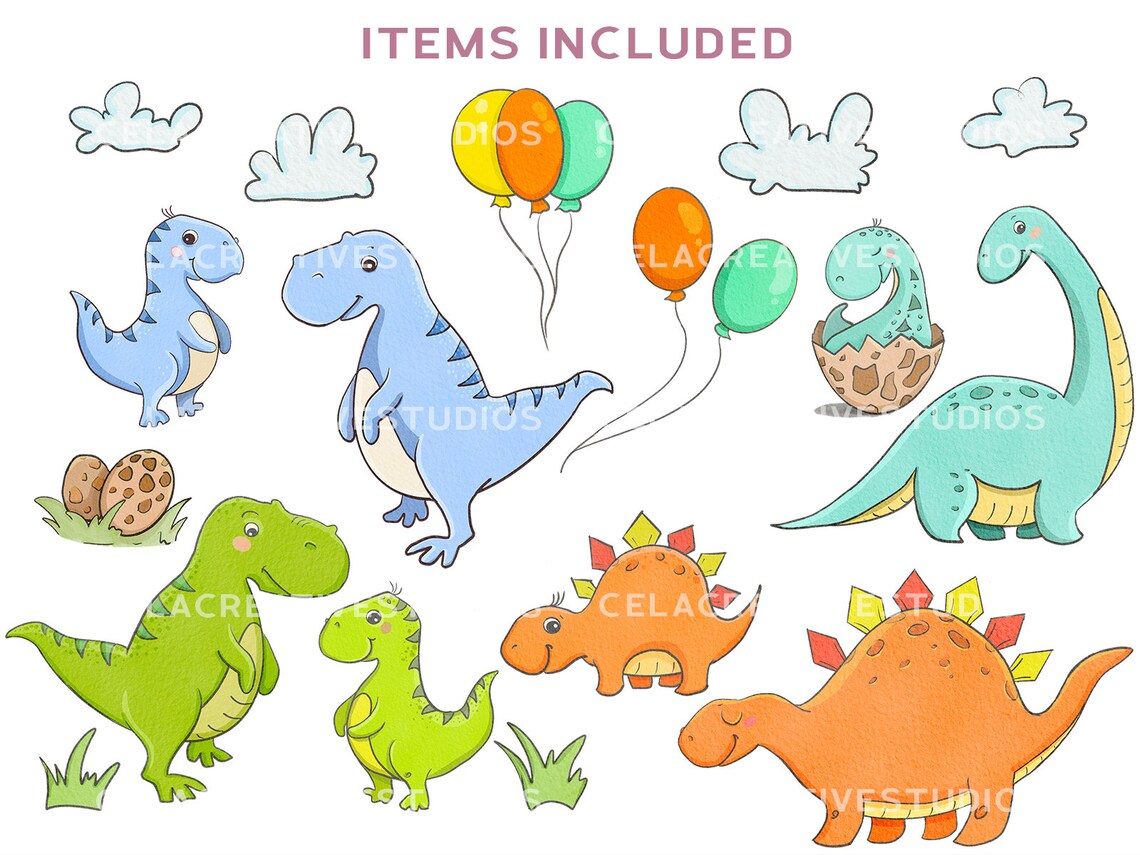 Dinosaur Clipart PNG Watercolor Dinosaur Clipart T Rex - Etsy