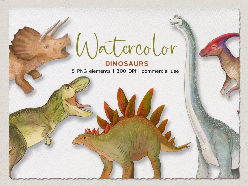 Dinosaur Clipart PNG, Watercolor Dinosaur Clipart, T Rex Dinosaur ...