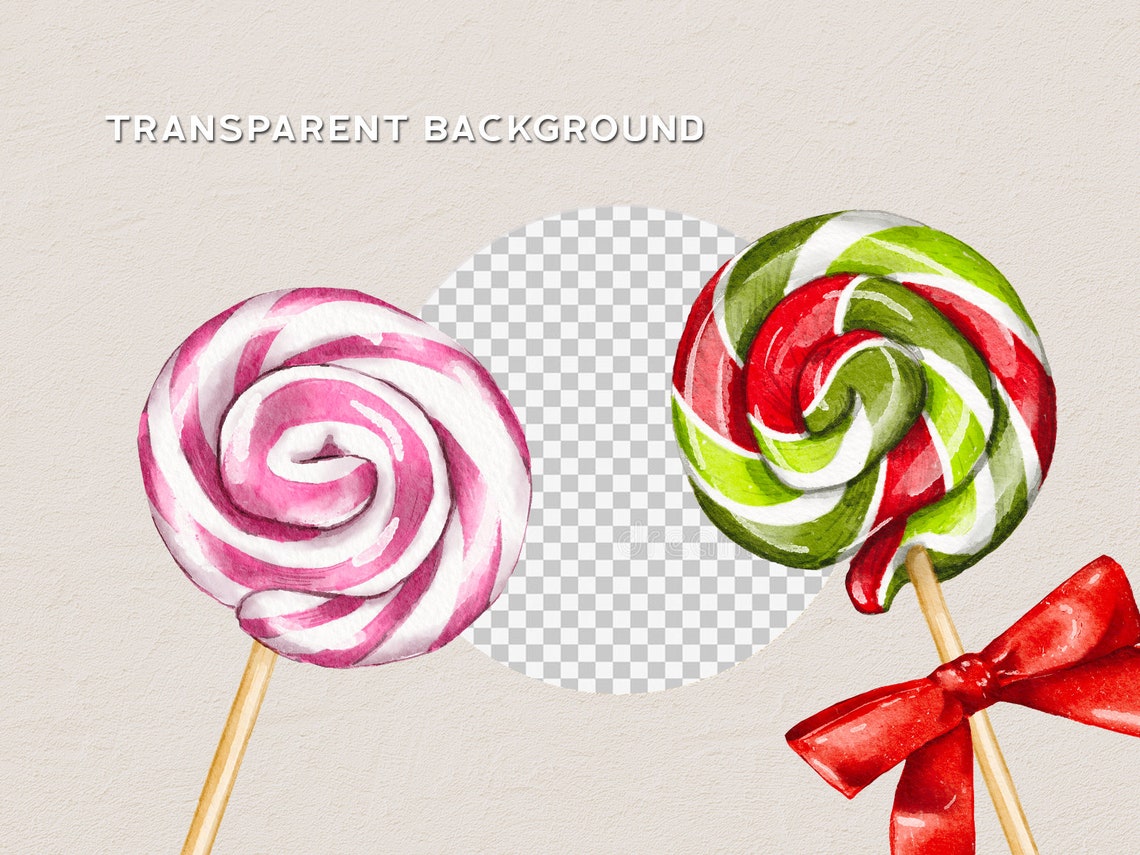 Candy Clipart PNG, Lollipop Clipart, Watercolor Clipart, Christmas ...