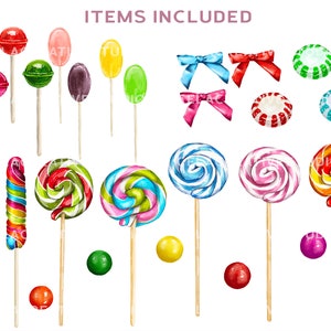 Candy Clipart PNG, Lollipop Clipart, Watercolor Clipart, Christmas ...