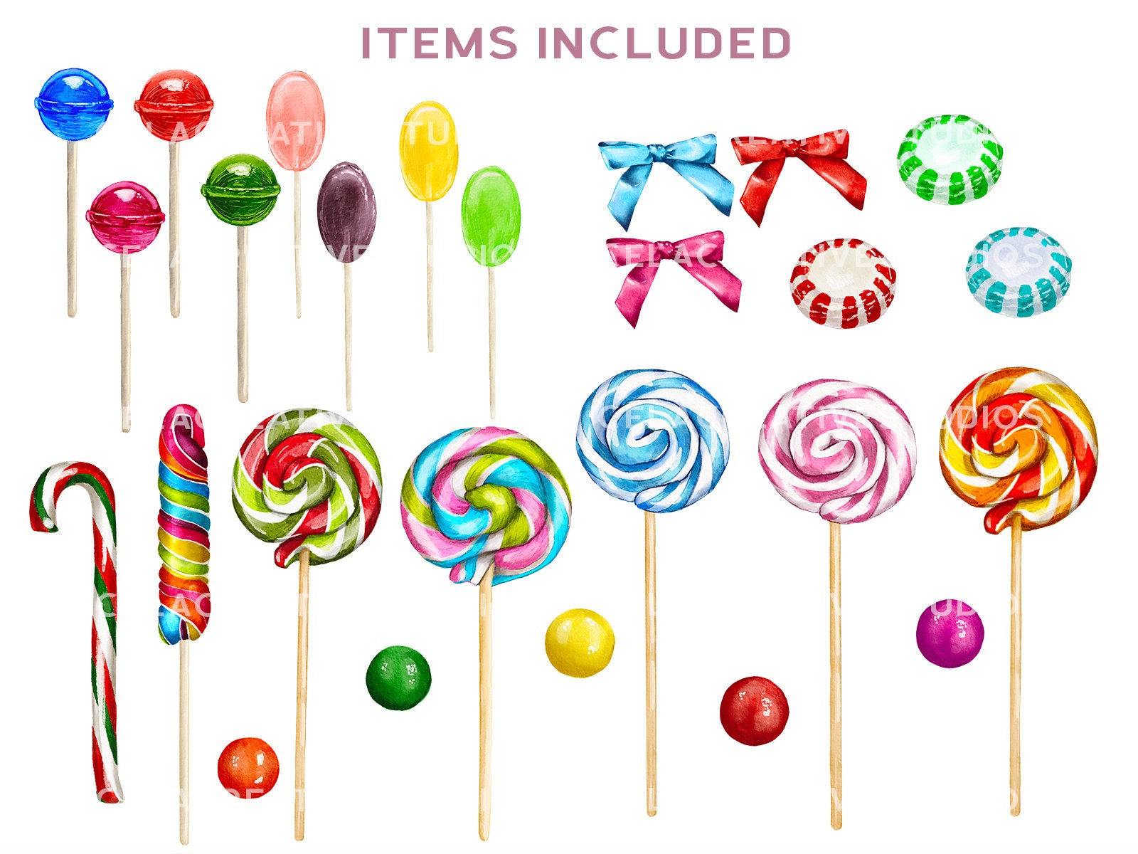 Candy Clipart PNG, Lollipop Clipart, Watercolor Clipart, Christmas ...