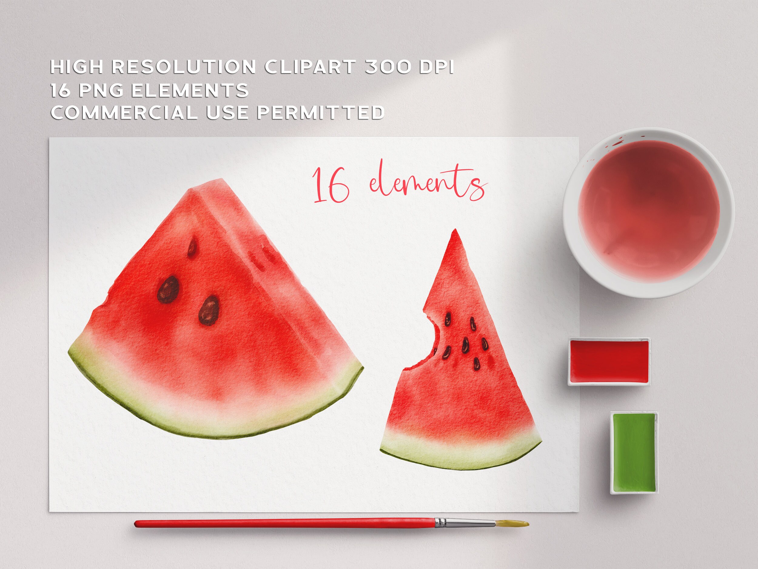 Watermelon Clipart Watercolor Clipart Fruit Clipart - Etsy