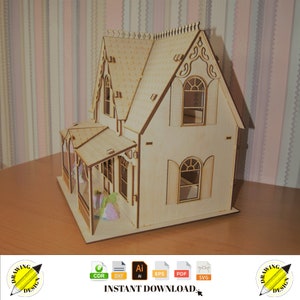 Laser Cut Wooden Model House Instant Download Vector Files Cdr Dxf Svg ...