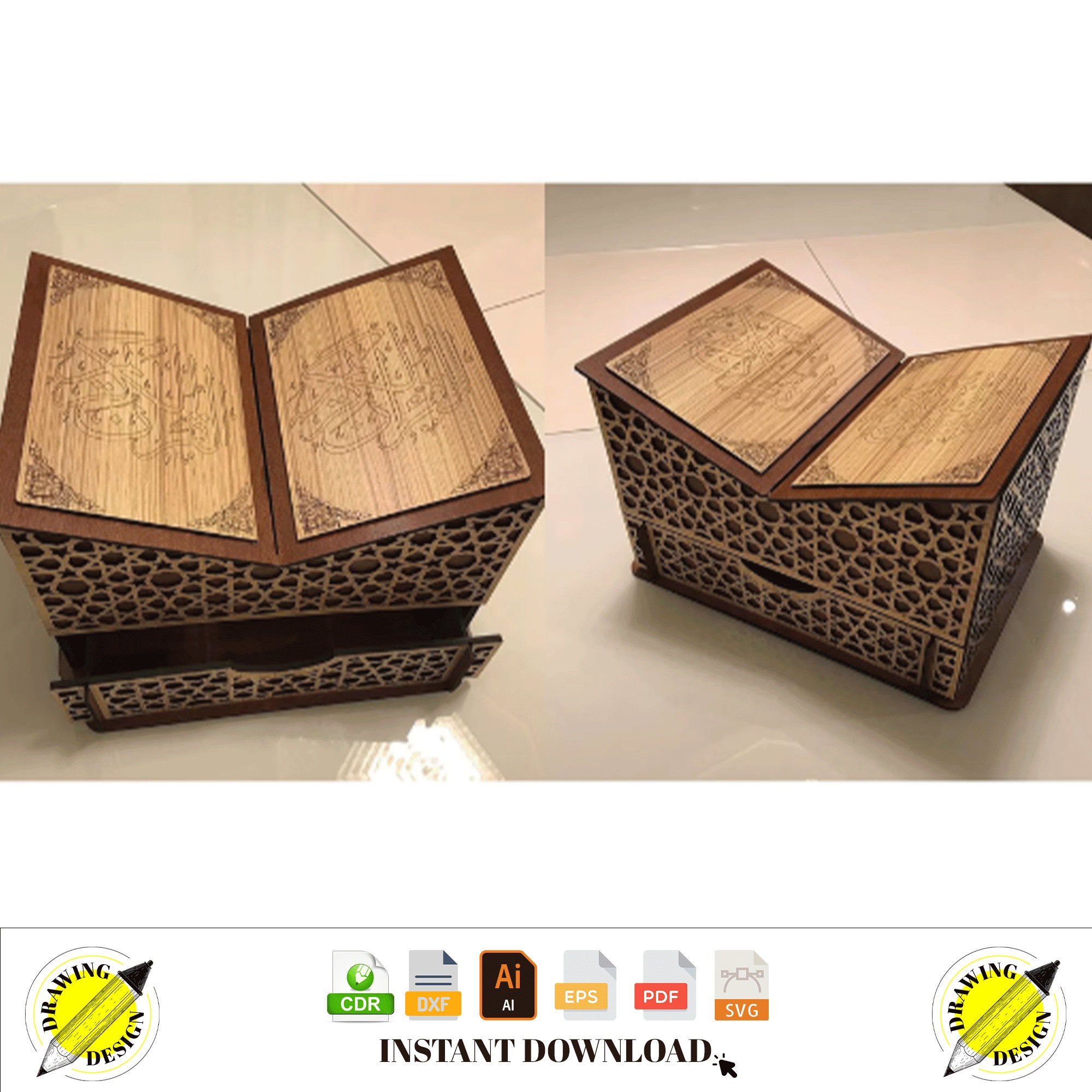 Laser Cut Decorative Quran Box With Rehal 3mm Instant Download Vector ...