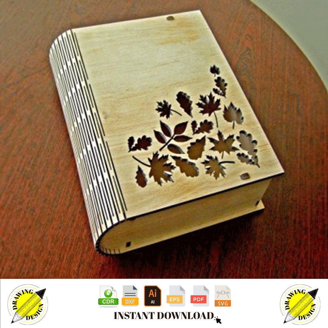 Laser Cut Book Box With Living Hinge 4mm Instant Download Vector Files ...