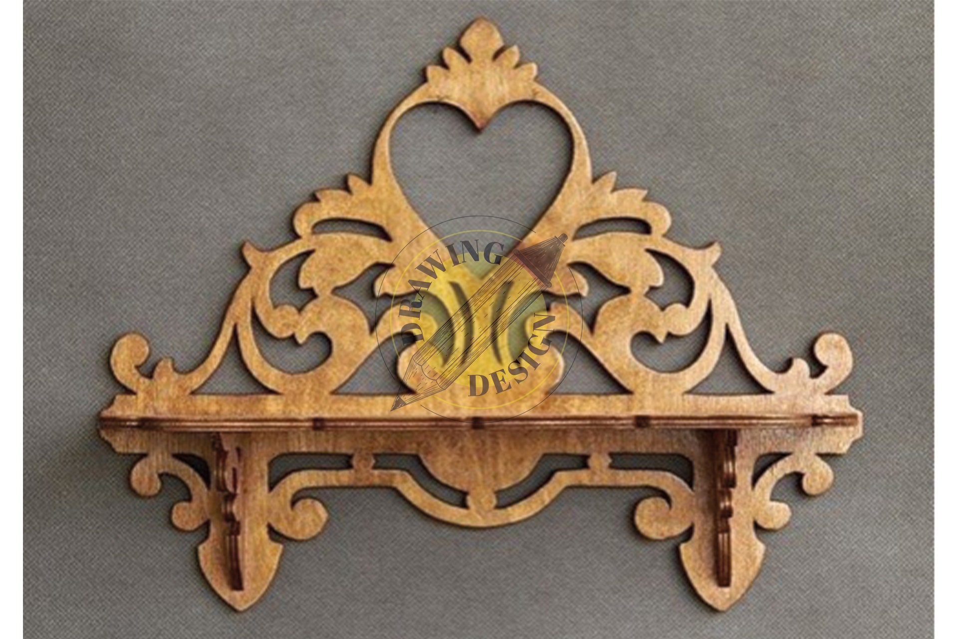 Laser Cut Wooden Heart Decor Wall Shelf Instant Download Vector Files ...